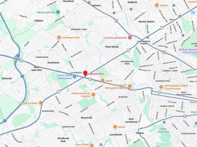 16. llanerch diner map