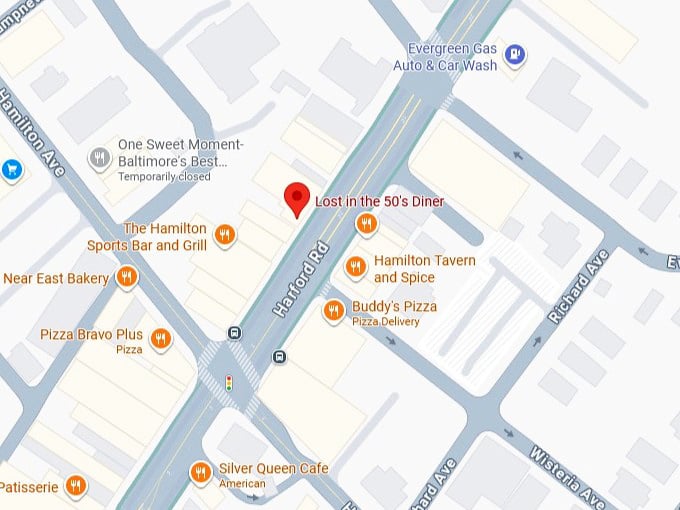 16. lost in the 50's diner's map