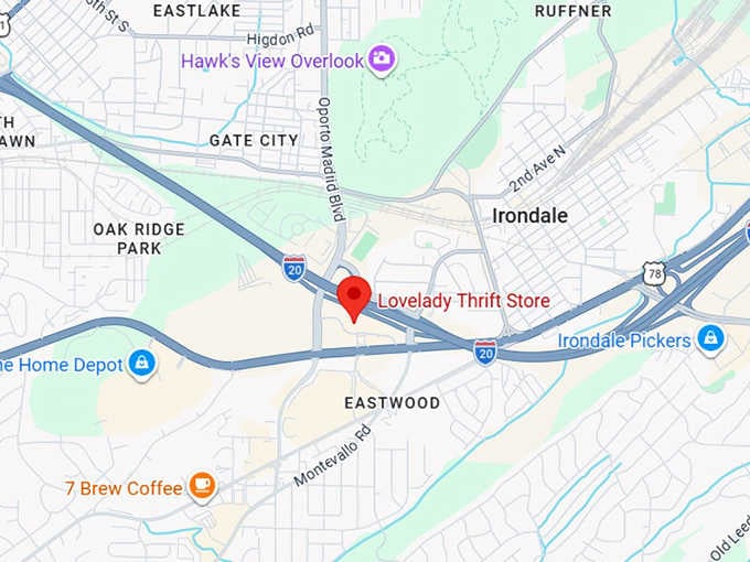 16. lovelady thrift store in irondale map