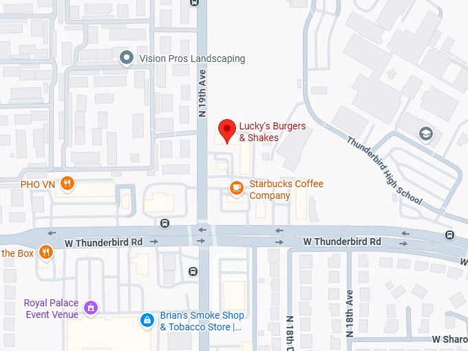 16. lucky's burgers & shakes map