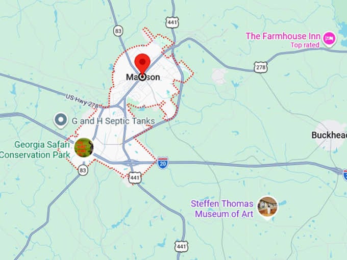 16. madison, ga map