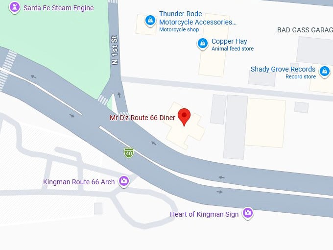 16. mr d'z route 66 diner's map