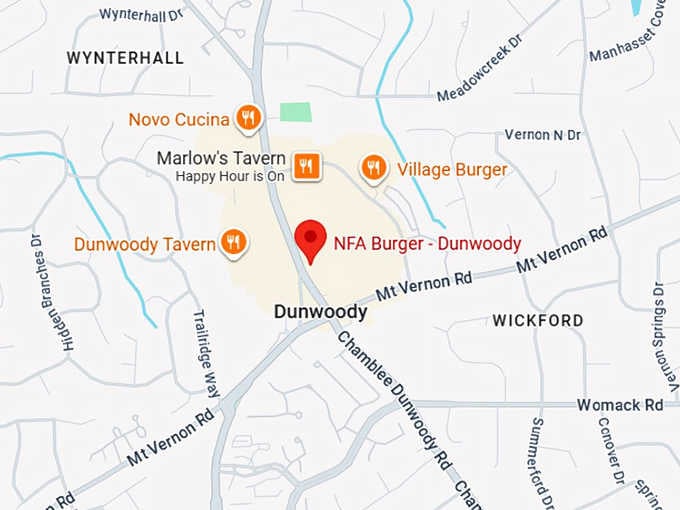 nfa burger dunwoody map