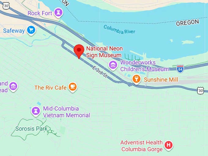 16. national neon sign museum map