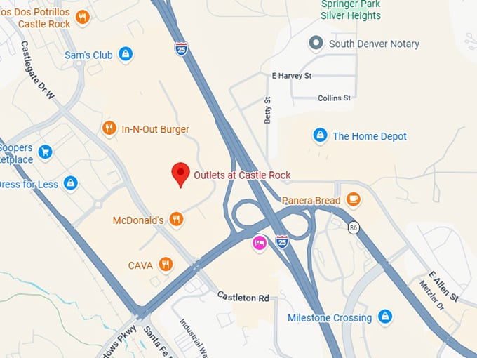16. outlets at castle rock map