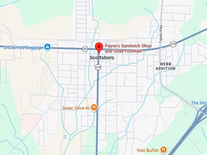 16. payne's sandwich shop and soda fountain map
