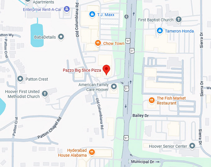 16. pazzo big slice pizza map