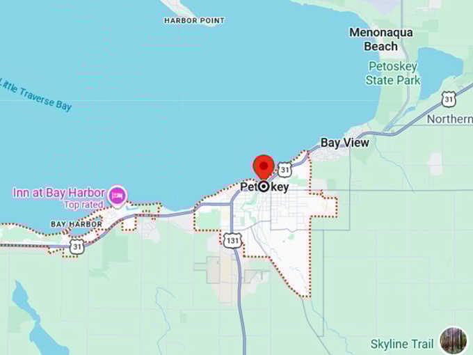 16. petoskey, mi map