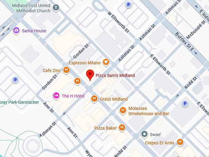 16. pizza sam's midland map