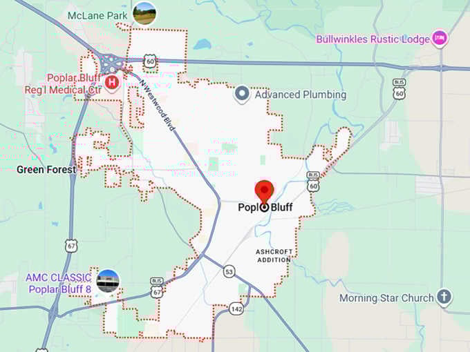 16. poplar bluff mo map
