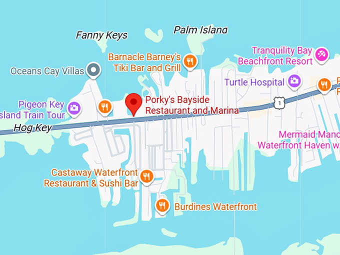 16. porky's bayside restaurant and marina map