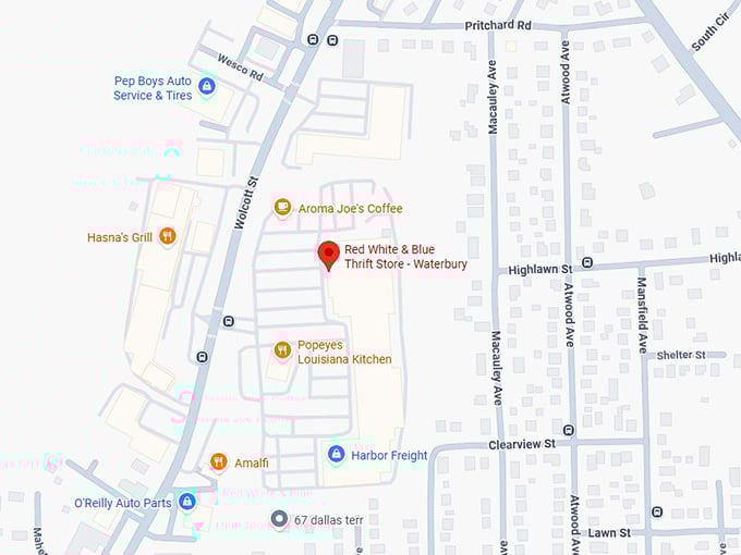 16. red white & blue thrift store waterbury map