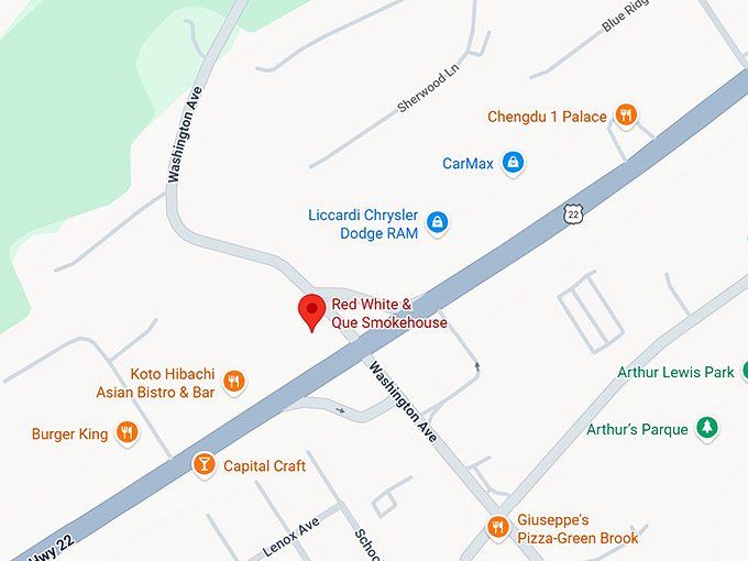 16. red white & que smokehouse map