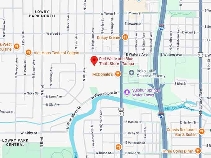 16. red white and blue thrift store tampa map