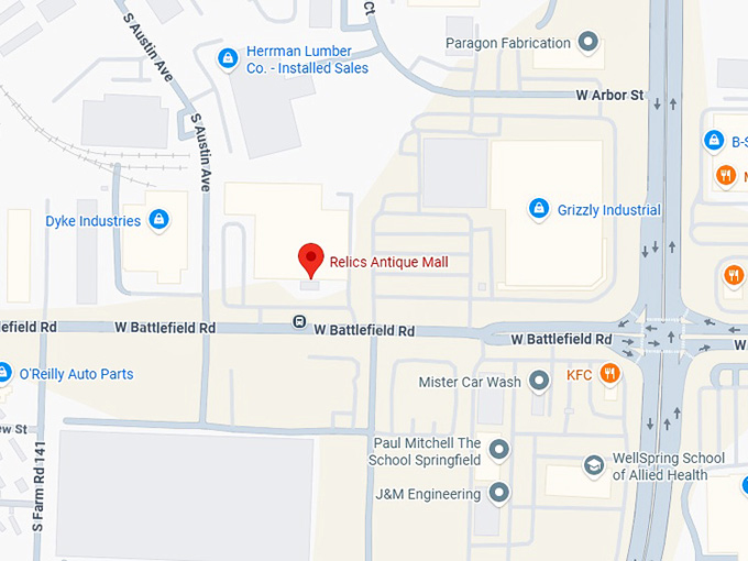 16. relics antique mall map