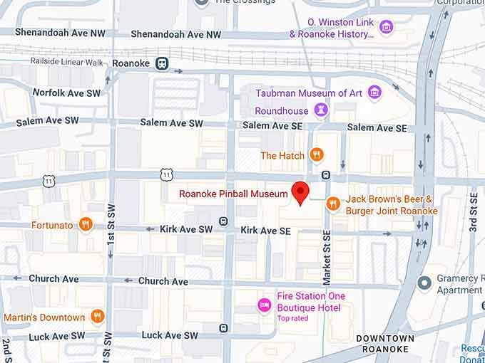 16. roanoke pinball museum map