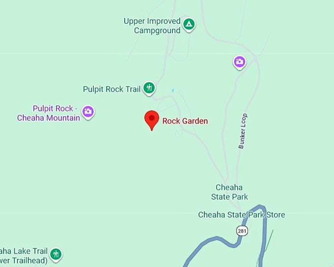 16. rock garden via lake trail map