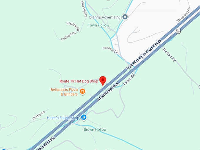 16. route 19 hot dog shop map