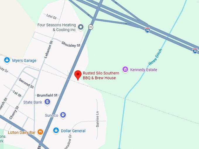 16. rusted silo southern bbq & brew house map