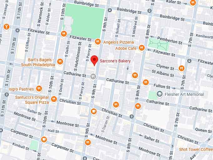 sarcone&rsquo;s bakery map