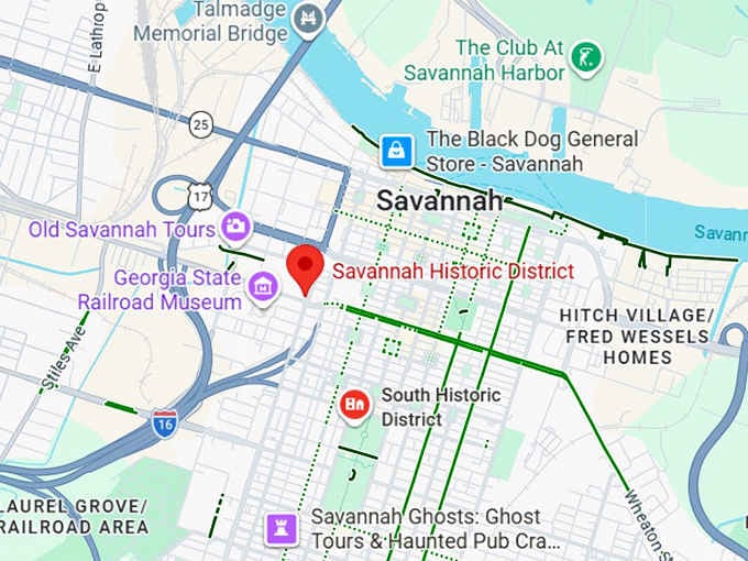 16. savannah historic district map