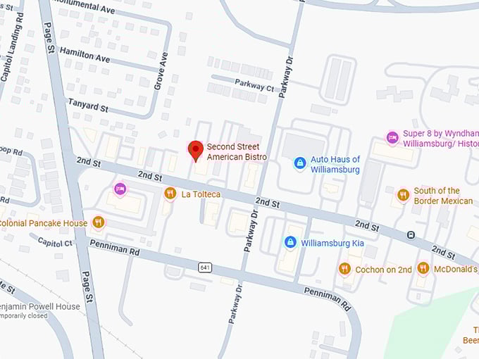 16. second street american bistro map