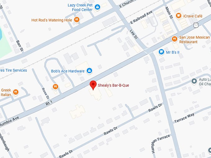 16. shealy’s bar b que map