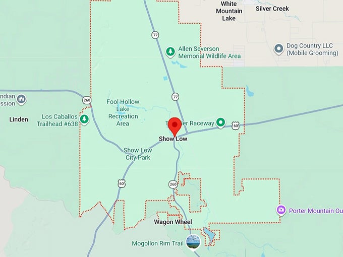 16. show low, az map