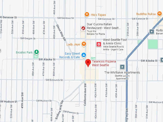 16. talarico's pizzeria west seattle map