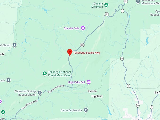 talladega scenic drive map