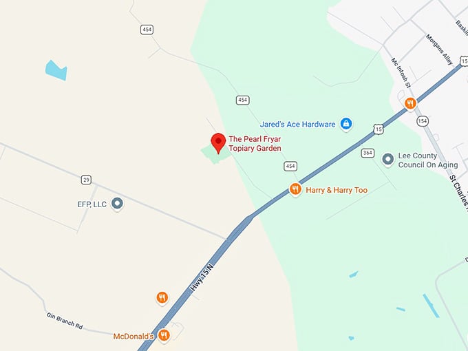 16. the pearl fryar topiary garden map