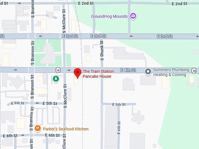 16. the train station pancake house's map