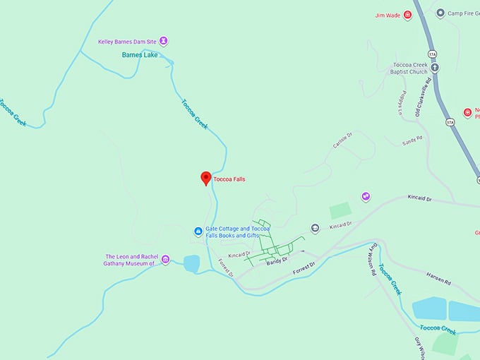 16. toccoa falls map
