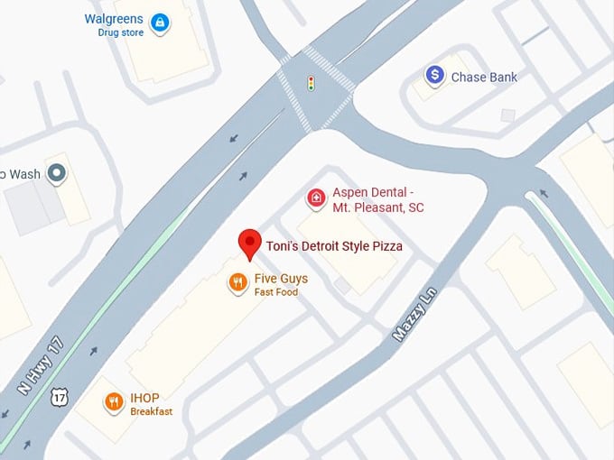 16. toni's detroit style pizza's map