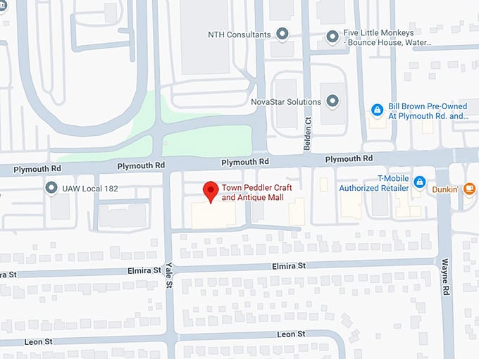 16. town peddler craft and antique mall map