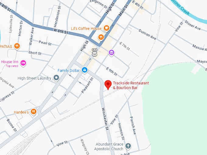 16. trackside restaurant & bourbon bar map