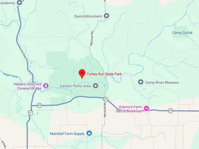 16. turkey run state park map