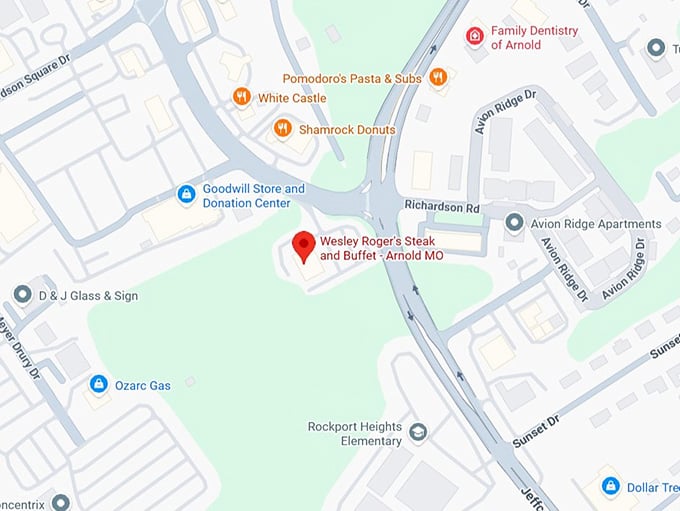 16. wesley roger's steak and buffet arnold mo map