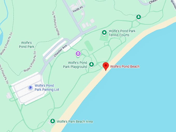 16. wolfe's pond beach map
