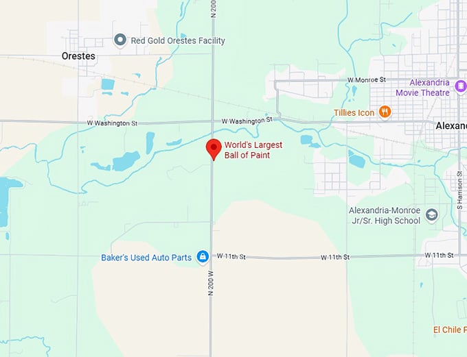 world’s largest ball of paint map