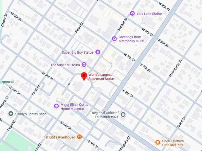 16. world's largest superman statue map