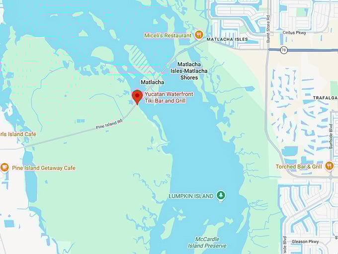 16. yucatan waterfront tiki bar and grill map