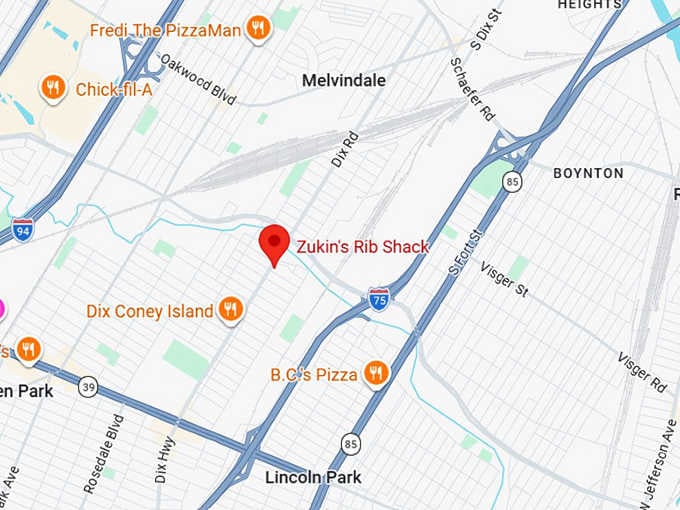 16. zukin's rib shack map