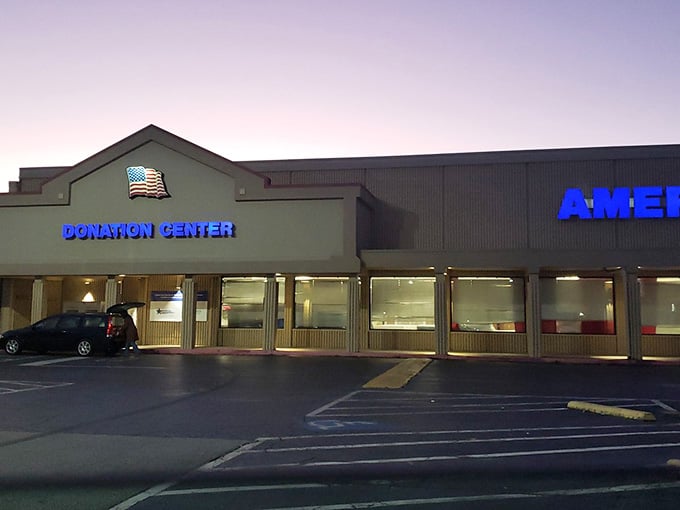 That American flag above the donation center tells you everything about this place's heart and community spirit.