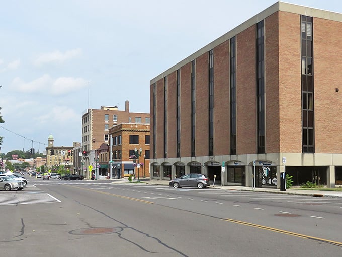 Auburn's downtown blends modern brick buildings with historic charm, creating a streetscape that feels both timeless and affordable.