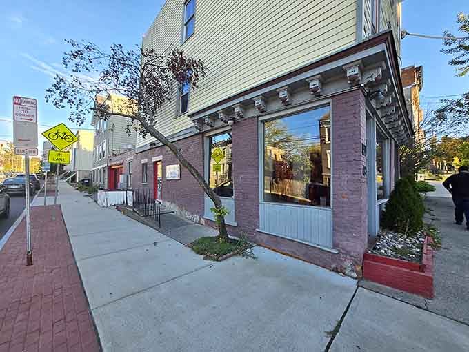 This charming corner diner in Albany wraps you in pink nostalgia before you even taste the pancakes.