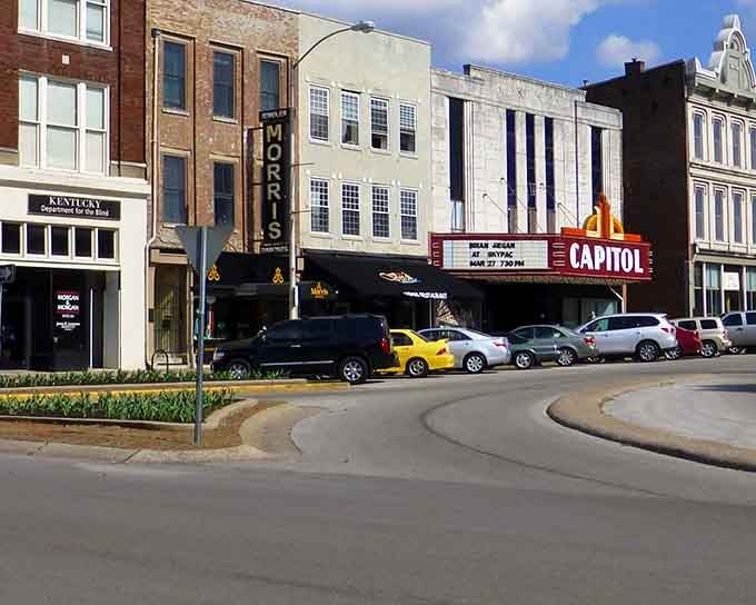 The Capitol Theatre marquee glows like a beacon, reminding you that downtown still knows how to put on a show.