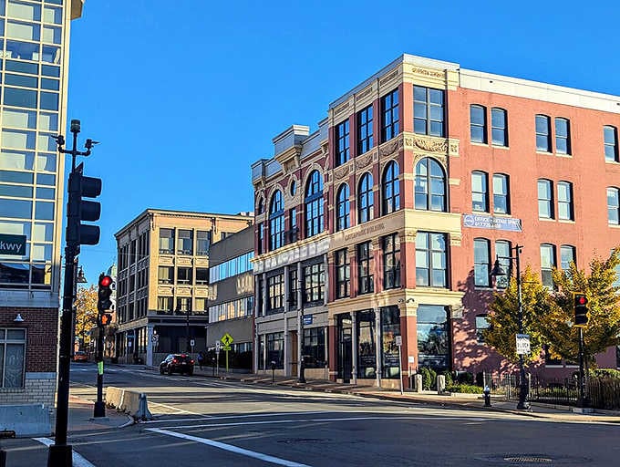 Brockton's downtown revival shines under blue skies, where historic charm meets modern affordability in perfect harmony.