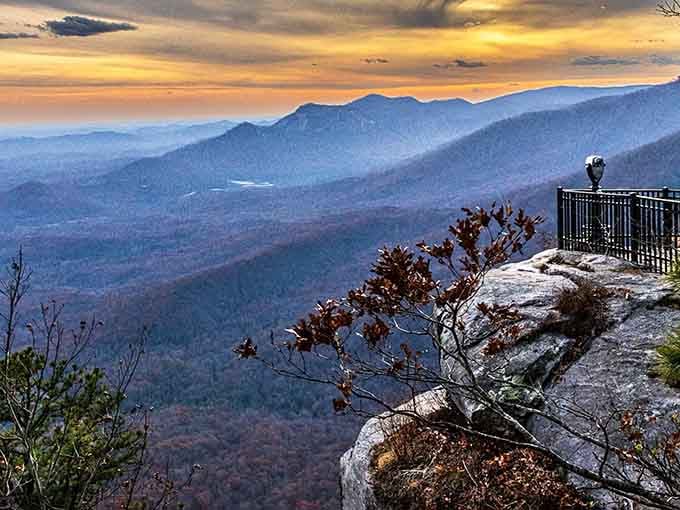 Golden hour at Caesars Head transforms these mountain layers into a watercolor painting that makes your heart skip.