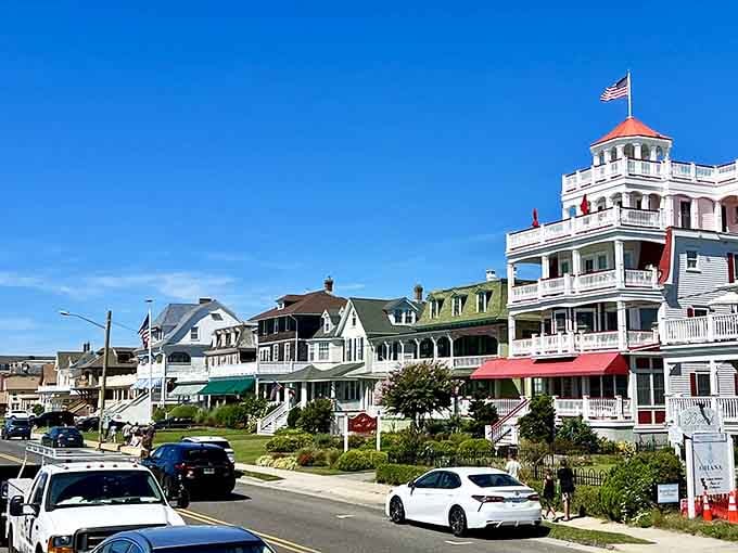 Victorian mansions line up like a beauty pageant where every contestant wins first place and gets ocean views.